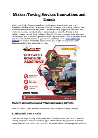 Modern Innovations in Towing Services : Trends & Technologies