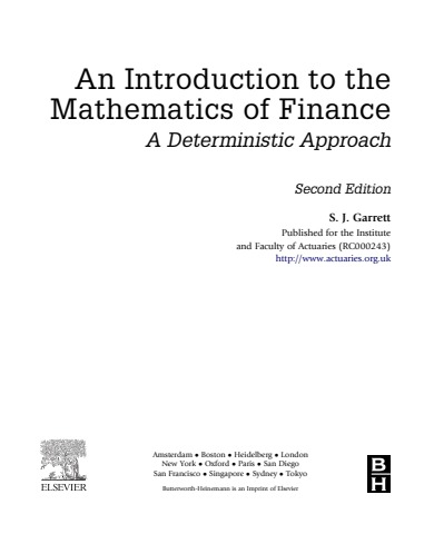 An Introduction to the Mathematics of Finance A Deterministic Approach