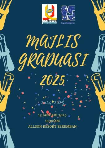 Blue and Yellow Illustrated Graduation Program