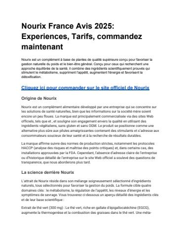Nourix France Avis 2025_ Experiences, Tarifs, commandez maintenant