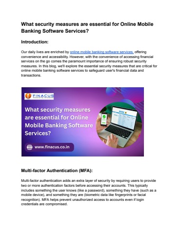 What security measures are essential for Online Mobile Banking Software ...