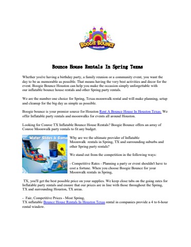 Bounce House Rentals In Spring Texas