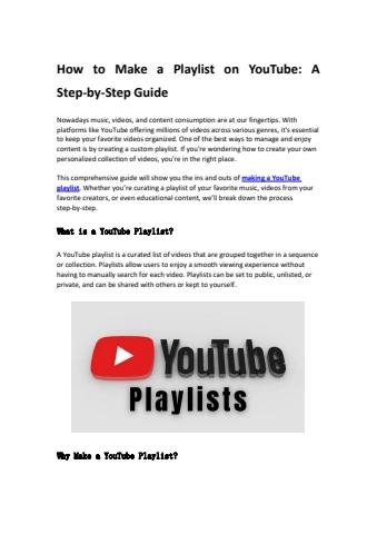 How to Make a Playlist on YouTube: A Step-by-Step Guide