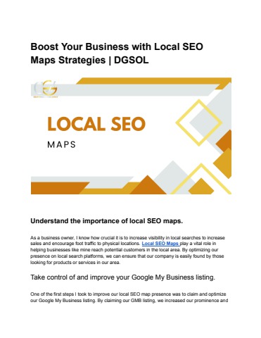 Boost Your Business with Local SEO Maps Strategies | DGSOL
