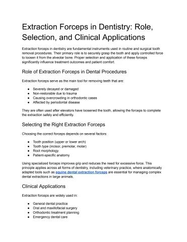 Extraction Forceps in Dentistry_ Role, Selection, and Clinical ...