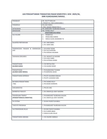 Pendaftaran & Program Orientasi Tingkatan 6 Semester 1 2025, SMK KUNDASANG