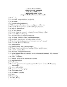 Louisiana Revised Statutes Title 9. Civil Code Ancillaries ... - Guset ...