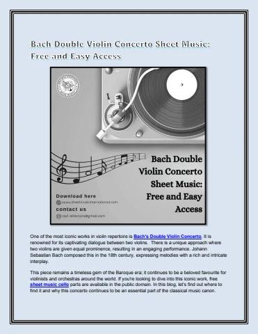 Bach Double Violin Concerto Sheet Music Free and Easy Access