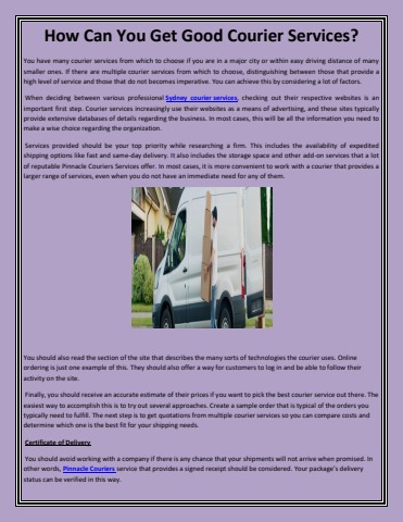 How Can You Get Good Courier Services? - Pinnacle Couriers Flip PDF ...