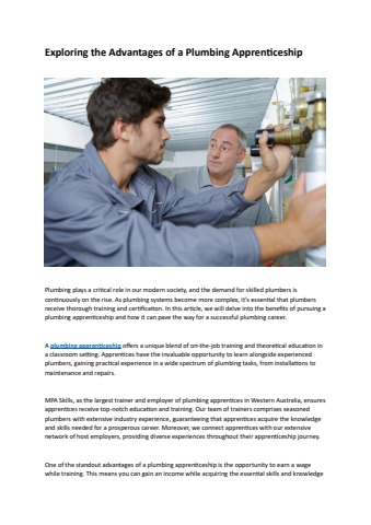 Exploring the Advantages of a Plumbing Apprenticeship - MPA Skills Flip ...