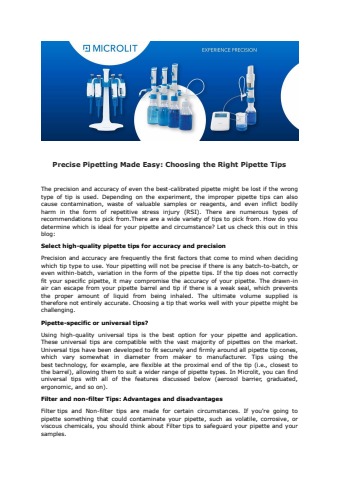 Precise Pipetting Made Easy Choosing the Right Pipette Tips