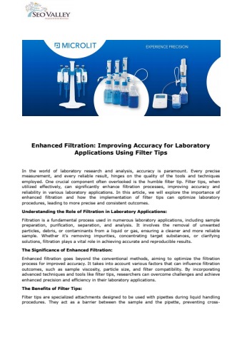 Enhanced Filtration Improving Accuracy for Laboratory Applications ...