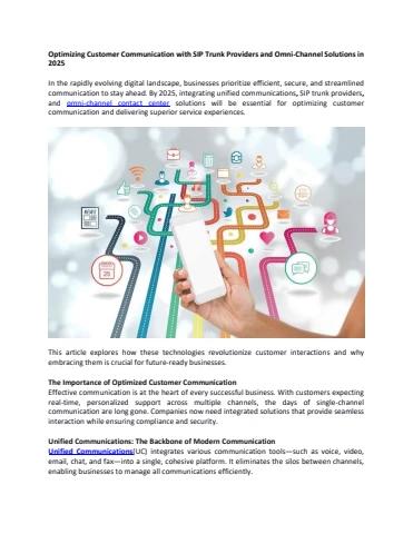 Optimizing Customer Communication with SIP Trunk Providers and Omni-Channel Solutions in 2025