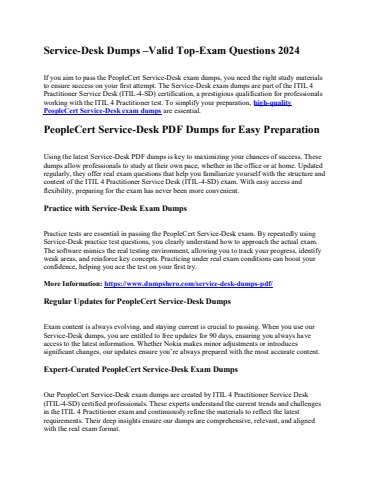 Service-Desk Dumps – Best Exam Questions 2024