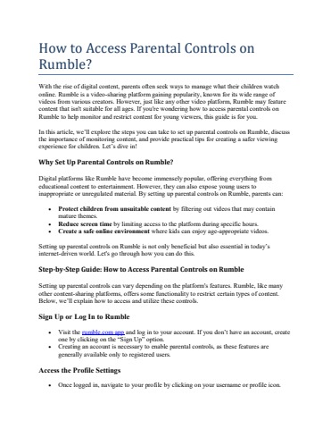 How to Access Parental Controls on Rumble?