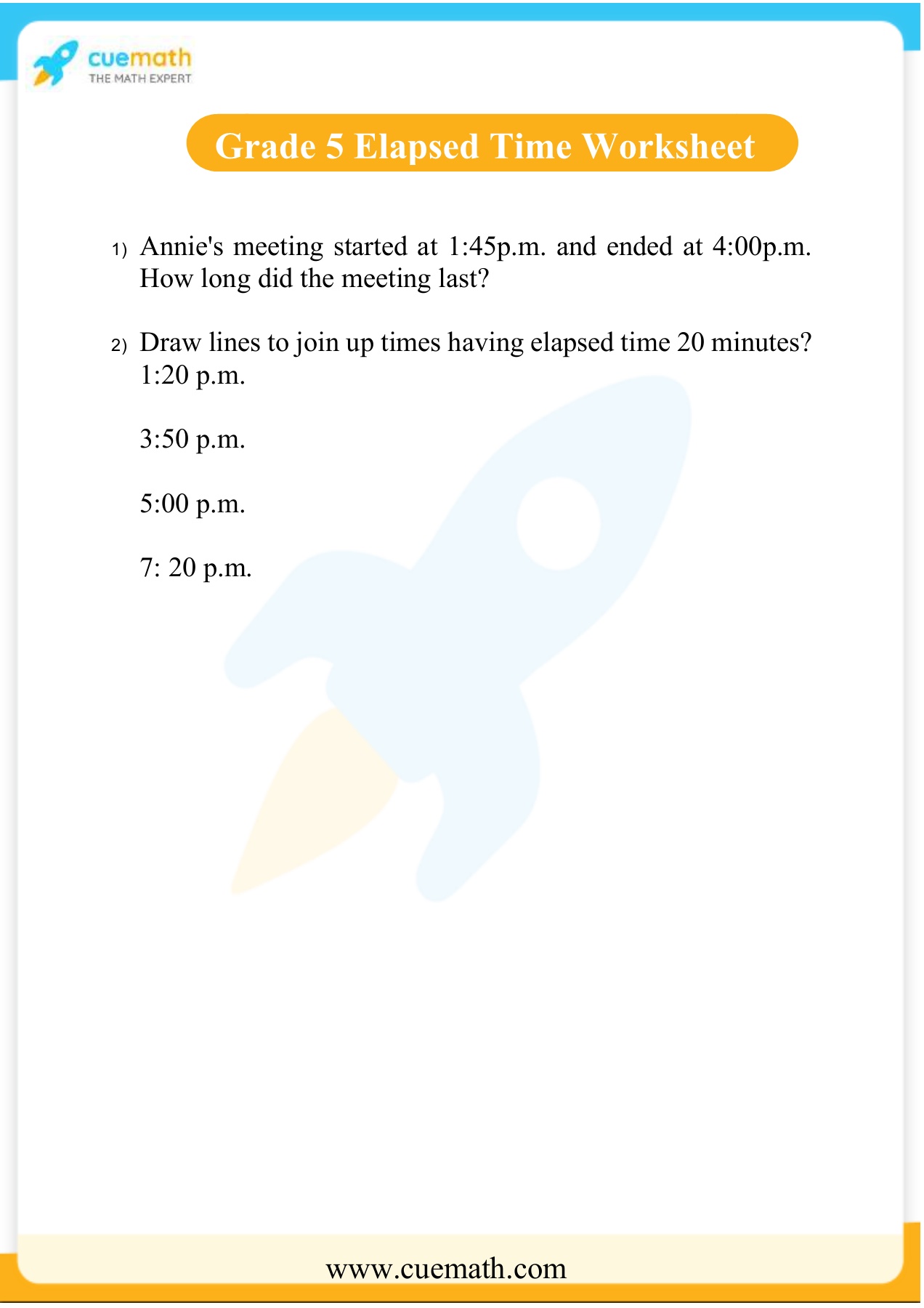 Time Lapse Worksheets 5th
