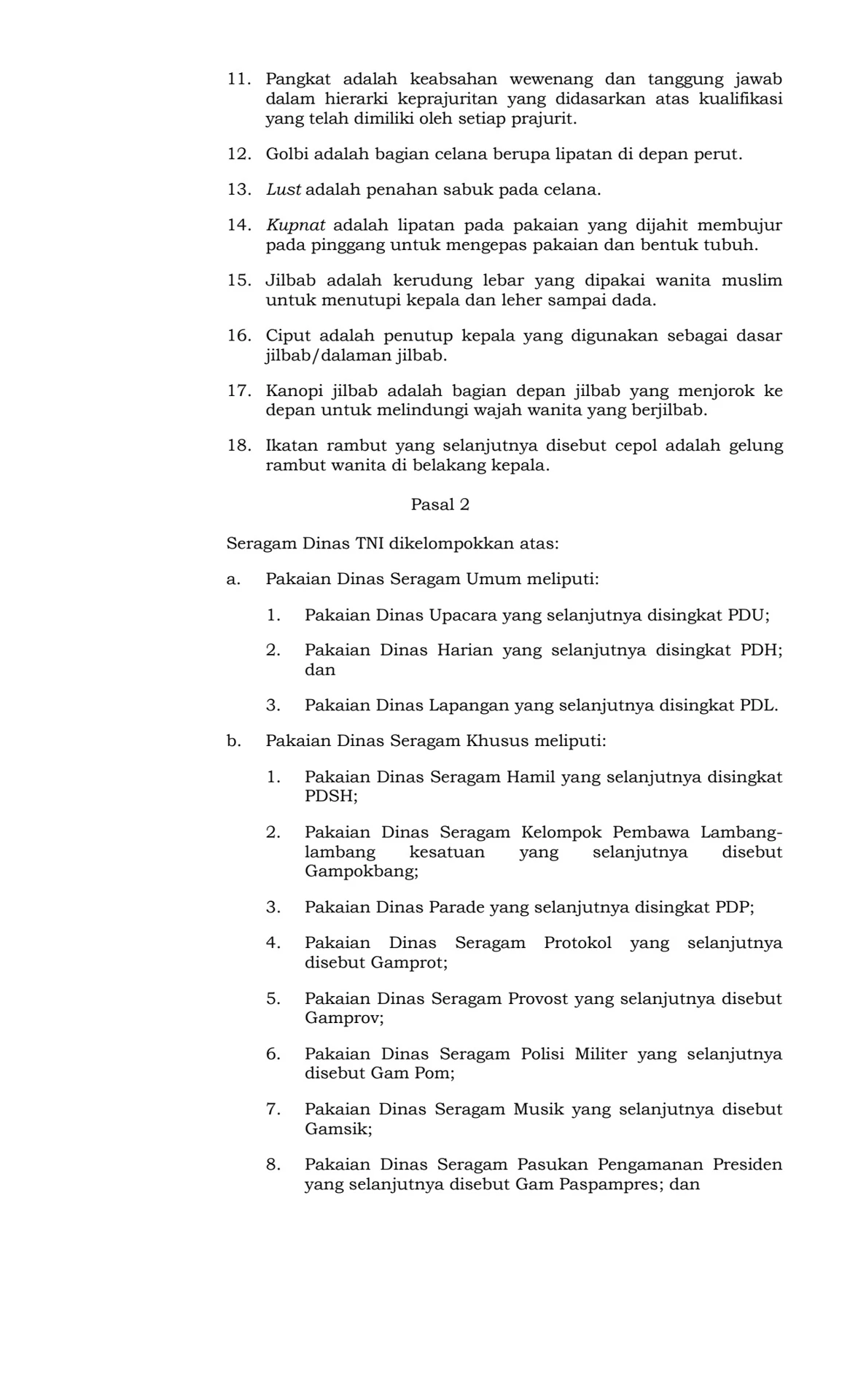 PERPANG NO 11 TH 2019 TENTANG SERAGAM DINAS TNI-1