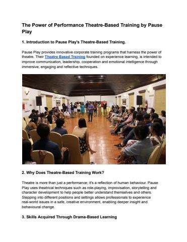 The Power of Performance Theatre-Based Training by Pause Play.