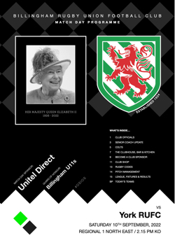 BRUFC vs York - Billingham Rugby Union Football Club: Match Day ...