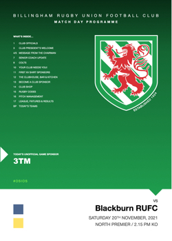 BRUFC vs Blackburn - Billingham Rugby Union Football Club: Match Day ...