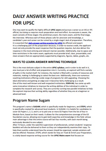 BRIEF ABOUT DAILY ANSWER WRITING PRACTICE FOR UPSC - amansethi916 Flip ...