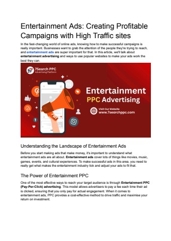 Entertainment Ads: Creating Profitable Campaigns with High Traffic ...