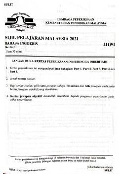 ENGLISH PAPER 1 SPM 2021