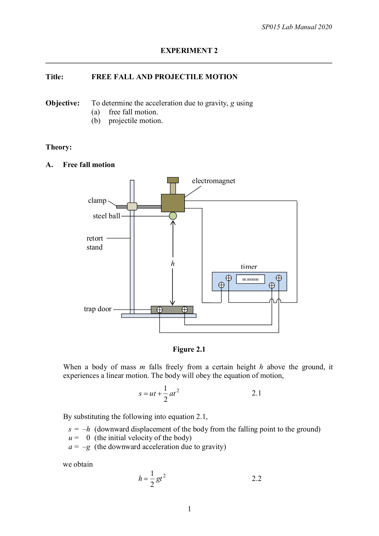 Free Fall Physics Lab