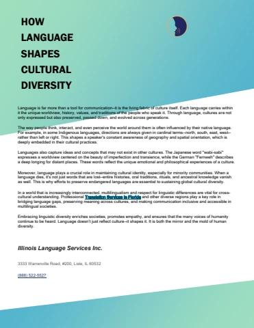 How Language Shapes Cultural Diversity