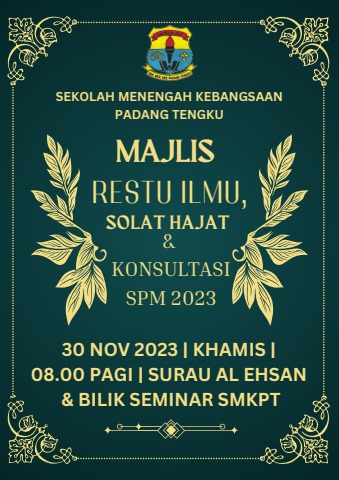 MAJLIS RESTU ILMU, SOLAT HAJAT DAN KONSULTASI SPM 2023 SMKPT - FARHANA NABILA SUARDI Flip PDF ...