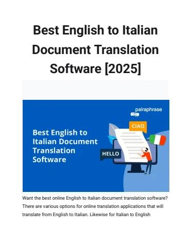 Best English to Italian Document Translation Software [2025]