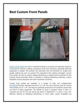 Manufacturer of Custom Control Panels - zonsanprecision Flip PDF | AnyFlip