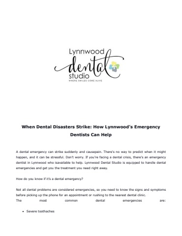 When Dental Disasters Strike How Lynnwood’s Emergency Dentists Can Help
