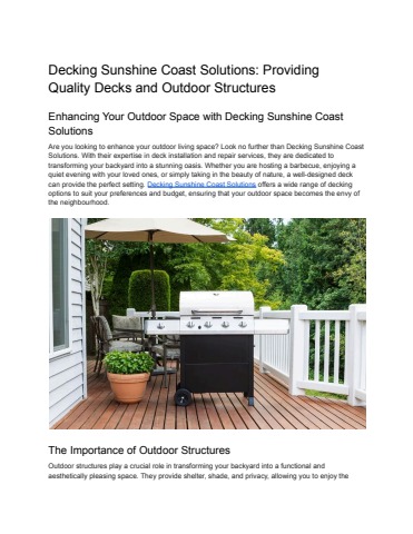 Decking Sunshine Coast Solutions: Providing Quality Decks and Outdoor Structures - Linksb516 ...