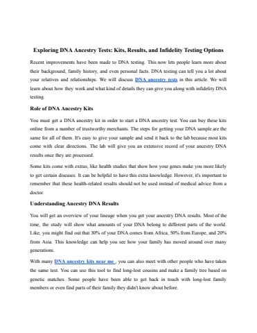 Exploring DNA Ancestry Tests Kits, Results, and Infidelity Testing ...