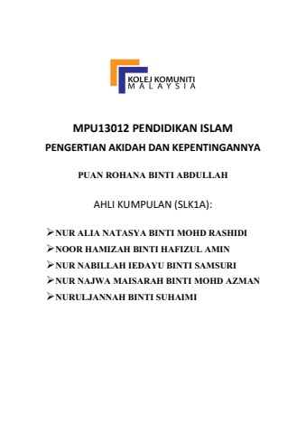 pengertian akidah dan kepentingan - Nur alia Natasya Flip PDF | AnyFlip