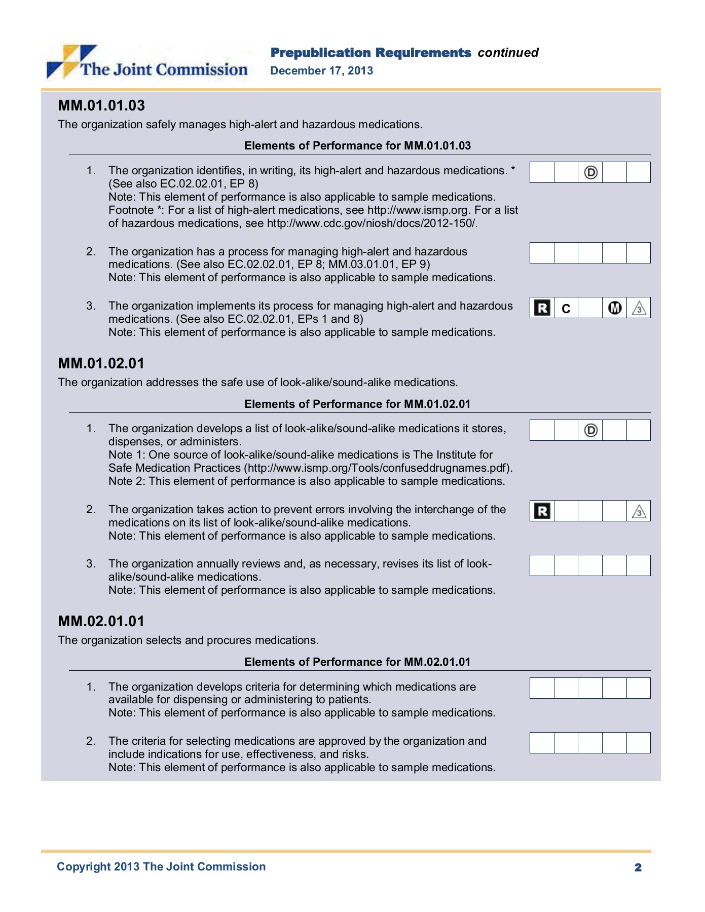 Joint Commission Medication Standards Albany Medical Center