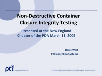 Non Destructive Container Closure Integrity Testing - PDA - Guset User ...