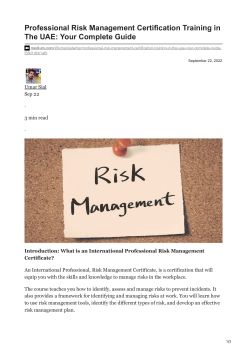 Professional Risk Management Certification Training in The UAE ...