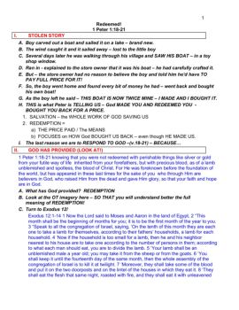Redeemed! 1 Peter 1:18-21 I. STOLEN STORY - Guset User Flip PDF | AnyFlip