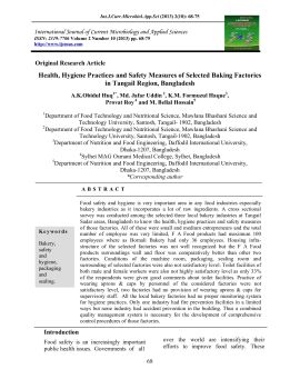 Health, Hygiene Practices and Safety Measures of Selected Baking ...