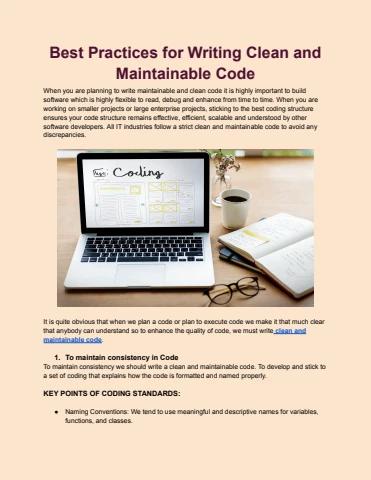 Best Practices for Writing Clean and Maintainable Code