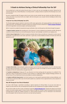 5 Goals to Achieve During a Clinical Fellowship Year for SLP - CBS ...
