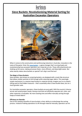 Sieve Buckets: Revolutionising Material Sorting for Australian ...