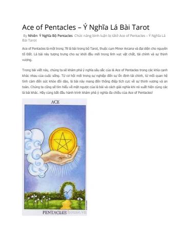 Ace of Pentacles - Bài Tarot Shop Flip PDF | AnyFlip