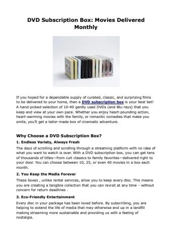 DVD Subscription Box: Movies Delivered Monthly