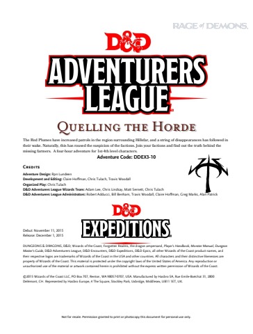 (DDEX03-10) Adventurers League: Expeditions Ch. 3 Vol. 10: Quelling the ...