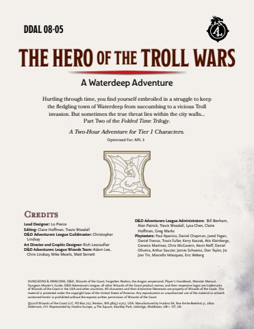 (DDAL08-05) Adventurers League: Folded Time Vol. 2: The Hero of the Troll Wars - knightquill ...