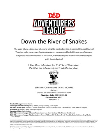 (CCC-SRCC01-02) Adventurers League: Schemes of the Vrael Olo Vol. 2 ...