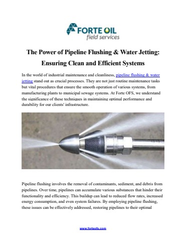 The Power of Pipeline Flushing & Water Jetting: Ensuring Clean and ...